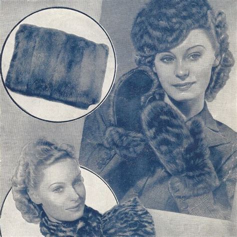 Pdf 1940s Sewing Pattern Fur Hat Muff Mitts Accessories Etsy