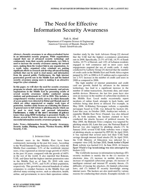 The Need For Effective Information Security Awareness Pdf Phishing