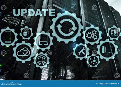 Update Software Computer On Virtual Screen Server Room Datacenter