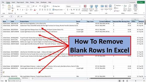 How To Remove Blank Rows In Excel Youtube