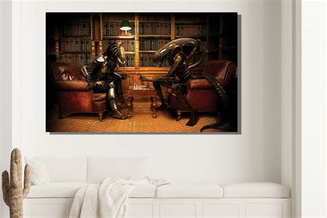 Alien Vs Predator Playing Chess Wall Art Playing Chess Poster