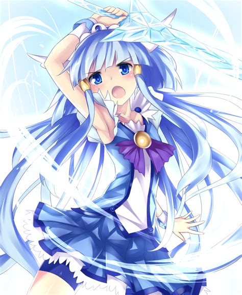 Safebooru O Aoki Reika Armpits Bike Shorts Blue Blue Dress Blue Eyes