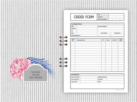 Printable ORDER FORM Template Order Book Business Planner Etsy