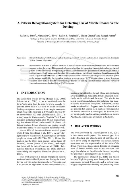 A Pattern Recognition System For Detecting Use Of Mobile Phones While Driving