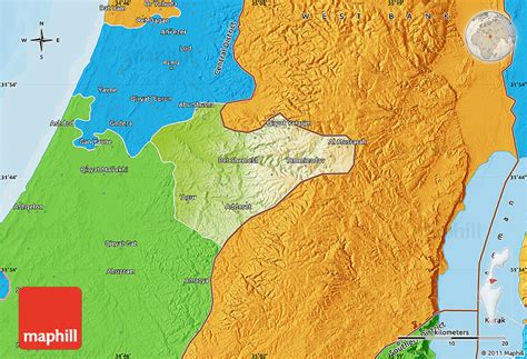 Physical Map Of Jerusalem Political Outside