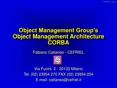 PPT Object Management Groups Object Management Architecture CORBA
