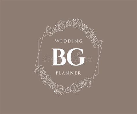 Bg Initials Letter Wedding Monogram Logos Collection Hand Drawn Modern
