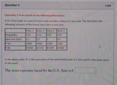 Solved Question 1 1 Pts Questions 1 4 Are Based On The