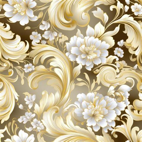 Premium AI Image Elaborate Gold And White Floral Background With