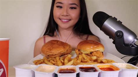Asmr Popeyes Chicken Sandwich And Fries No Talking Youtube