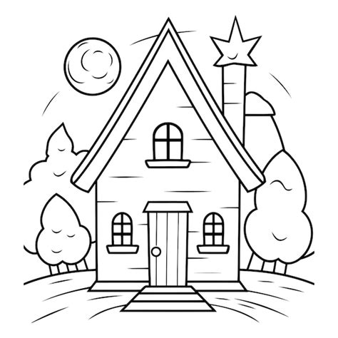 검은색과 색의 유령집을 위한 어린이 색채책 프리미엄 벡터