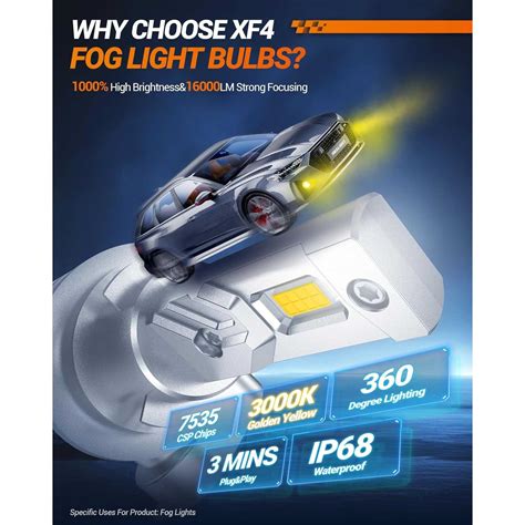 SEALIGHT XF H H H H LED Fog Light Bulbs K Yellow W LM IP PCS