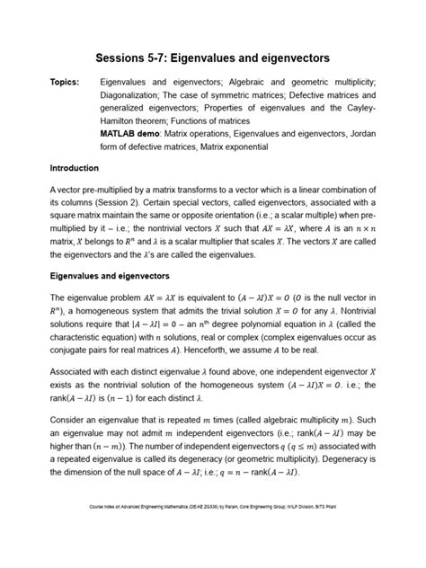 De Zg535 23 S2 Sessions 5 7 10 Feb 17 Feb And 24 Feb 2024 Pdf Eigenvalues And
