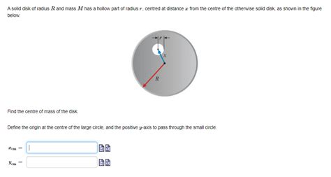 Solved A Solid Disk Of Radius R And Mass M Has A Hollow Part