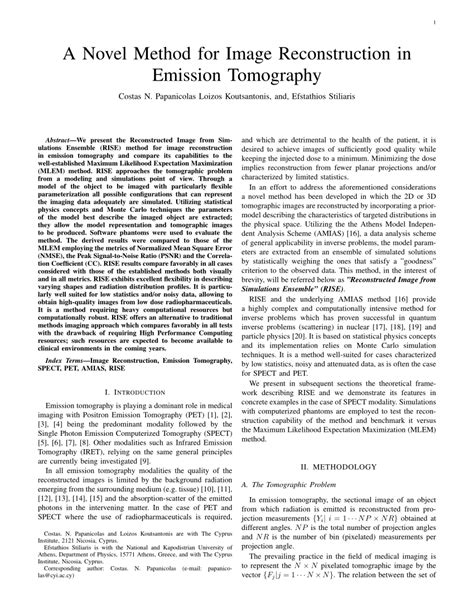 Pdf A Novel Analysis Method For Emission Tomography