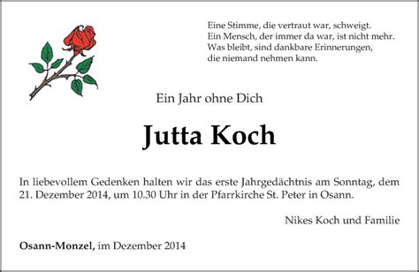 Traueranzeigen Von Jutta Koch Volksfreund Trauer De