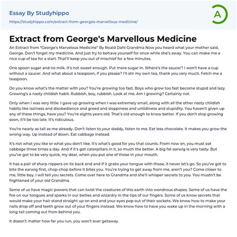 Extract From Georges Marvellous Medicine Essay Example StudyHippo