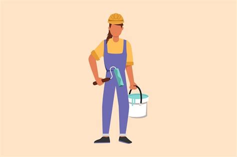 Premium Vector Business Design Drawing Beauty Repairwoman Standing