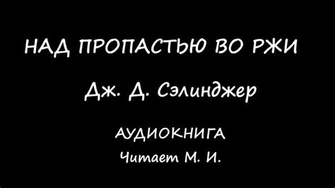 Дж. Д. Сэлинджер. Над пропастью во ржи. Аудиокнига - YouTube