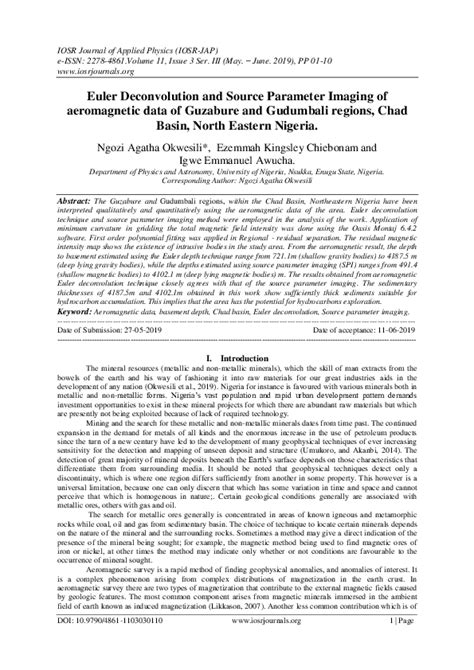 Pdf Euler Deconvolution And Source Parameter Imaging Of Aeromagnetic Data Of Guzabure And