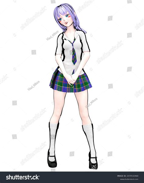 3d Sexy Anime Doll Japanese Schoolgirl Stock Illustration 2070532460