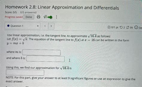 Solved Homework Linear Approximation And Differentials Chegg