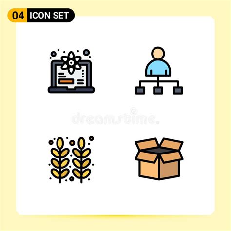 Mobile Interface Filledline Flat Color Set Of 4 Pictograms Of Computer
