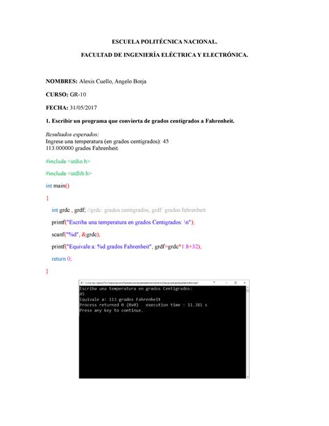 Codigos Para Lenguaje C Escuela Nacional Facultad De Y Nombres Alexis Cuello Angelo Borja