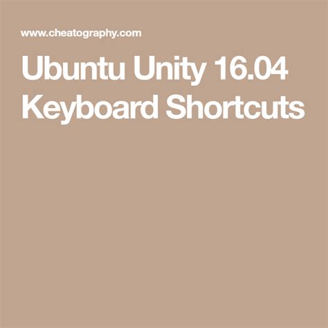 Ubuntu Unity 1604 Keyboard Shortcuts
