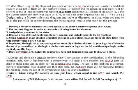 Project 4 Counters Moore Machines Sequence