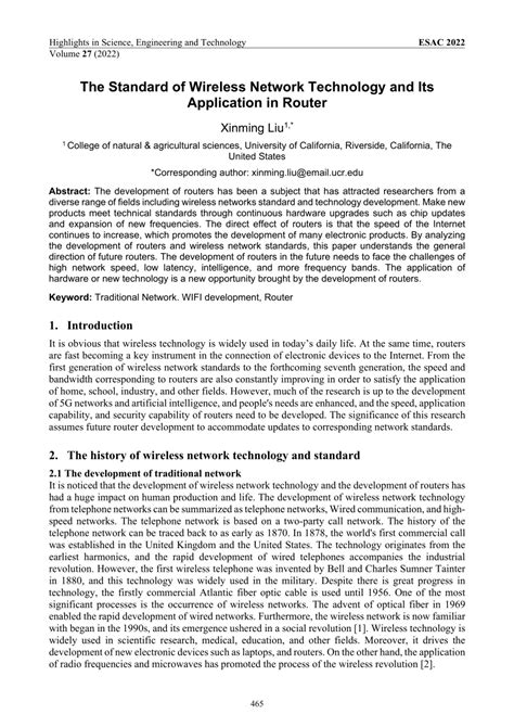 Pdf The Standard Of Wireless Network Technology And Its Application In Router