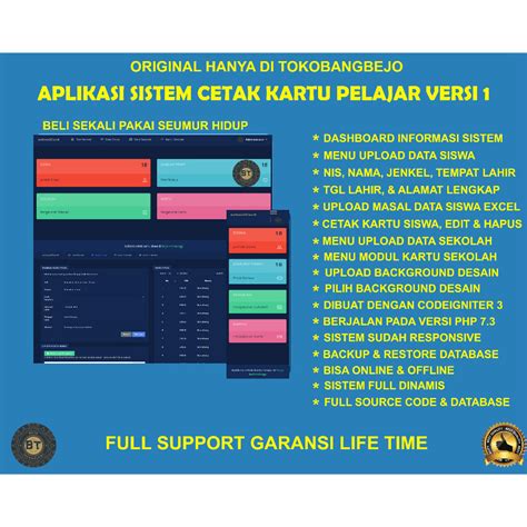 Jual Aplikasi Web Source Code Cetak Kartu Pelajar Siswa Garansi Seumur Hidup Dibuat Dengan