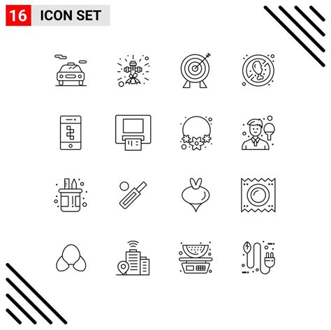 Set Of 16 Modern Ui Icons Symbols Signs For Smartphone Application