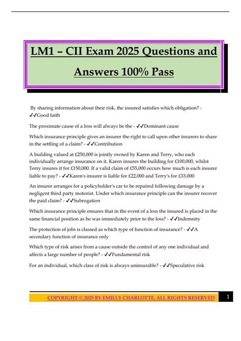 Lm1 Cii Exam 2025 Questions And Answers 100 Pass Cii Stuvia Us