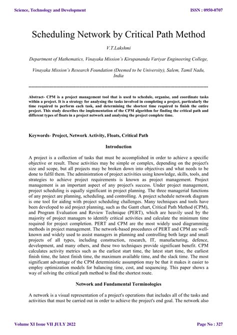PDF Scheduling Network By Critical Path Method