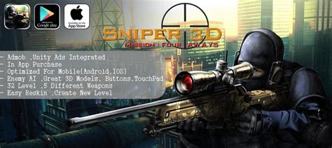 Sniper 3D Mission Four Aways Android IOS Sell My App