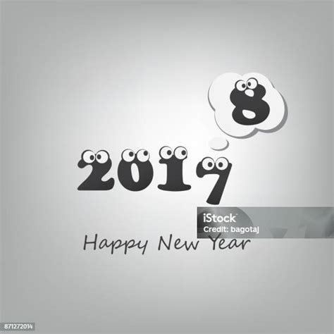 추상 흑인과 백인 현대적인 스타일 재미 있는 새 해 복 많이 인사말 카드 서식 파일2018 12월 31일에 대한 스톡 벡터 아트