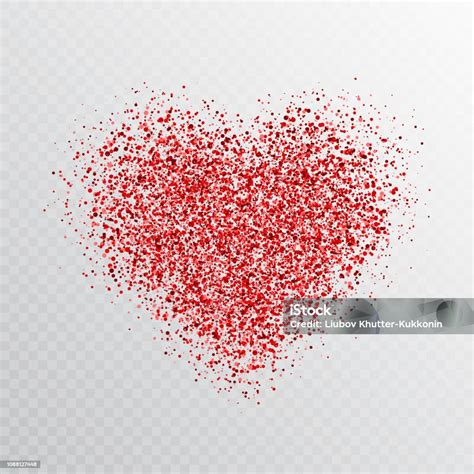 반짝이 레드 심장 투명 한 배경에 고립 스타 먼지와 빛나는 마음 배너 마법의 입자입니다 밝은 반짝 심장입니다 휴가 럭셔리 디자인 벡터 일러스트 레이 션 공휴일에 대한 스톡