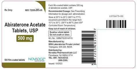 Abiraterone Acetate Package Insert