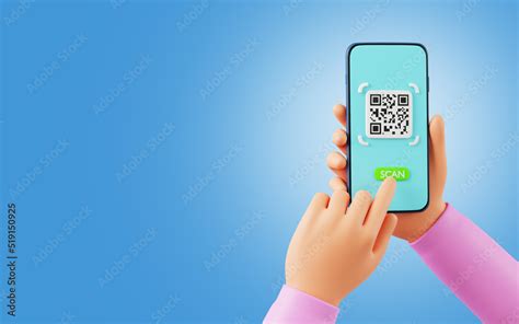 Cartoon Holding Smartphone For Qr Code Scanning Icon In Smartphone Qr Code For Payment Or
