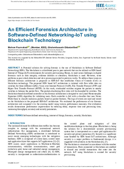 Pdf An Efficient Forensics Architecture In Software Defined Networking Iot Using Blockchain