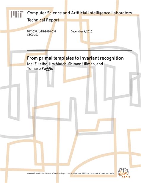 PDF From Primal Templates To Invariant Recognition