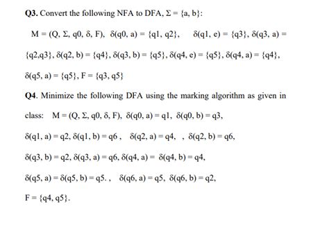 Solved Q Convert the following NFA to DFA Σ a b Chegg com