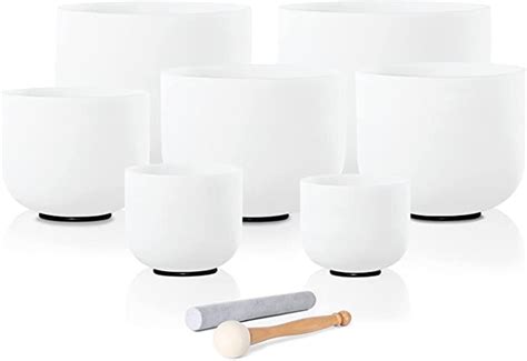 CVNC HZ Inch Set Of PCS Frosted Chakra Quartz Crystal Singing Bowls For Sound Healing