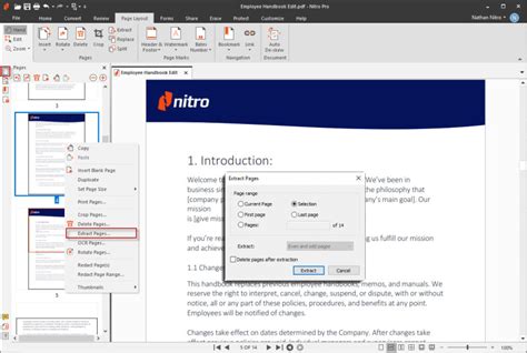how to extract pages from a pdf file nitro