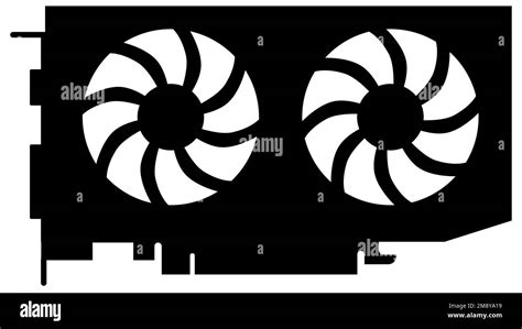 Silhouette Of Computer Graphics Card For Pc With Two Fans Isolated On