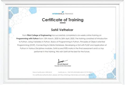 Sahil Vethekar On Linkedin Internshalatrainings Training