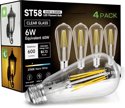Dusk To Dawn Light Bulb E12 Candelabra Light Sensing LED Bulbs Auto On