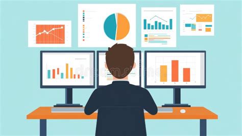 A Focused Businessman Analyzes Data Trends On Multiple Screens Showcasing A Professional