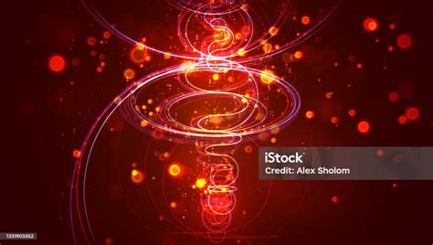 공간에서 날아다니는 굴곡과 파도가 있는 추상적인 실 끝없이 펼쳐진 불꽃과 빨간색과 주황색 의 광채 가능성에 대한 스톡 벡터 아트 및 기타 이미지 Istock
